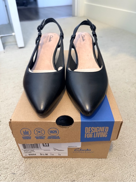 Clarks | Shoes | Clarks Womens Black Pointed Slingback Kitten Heel ...